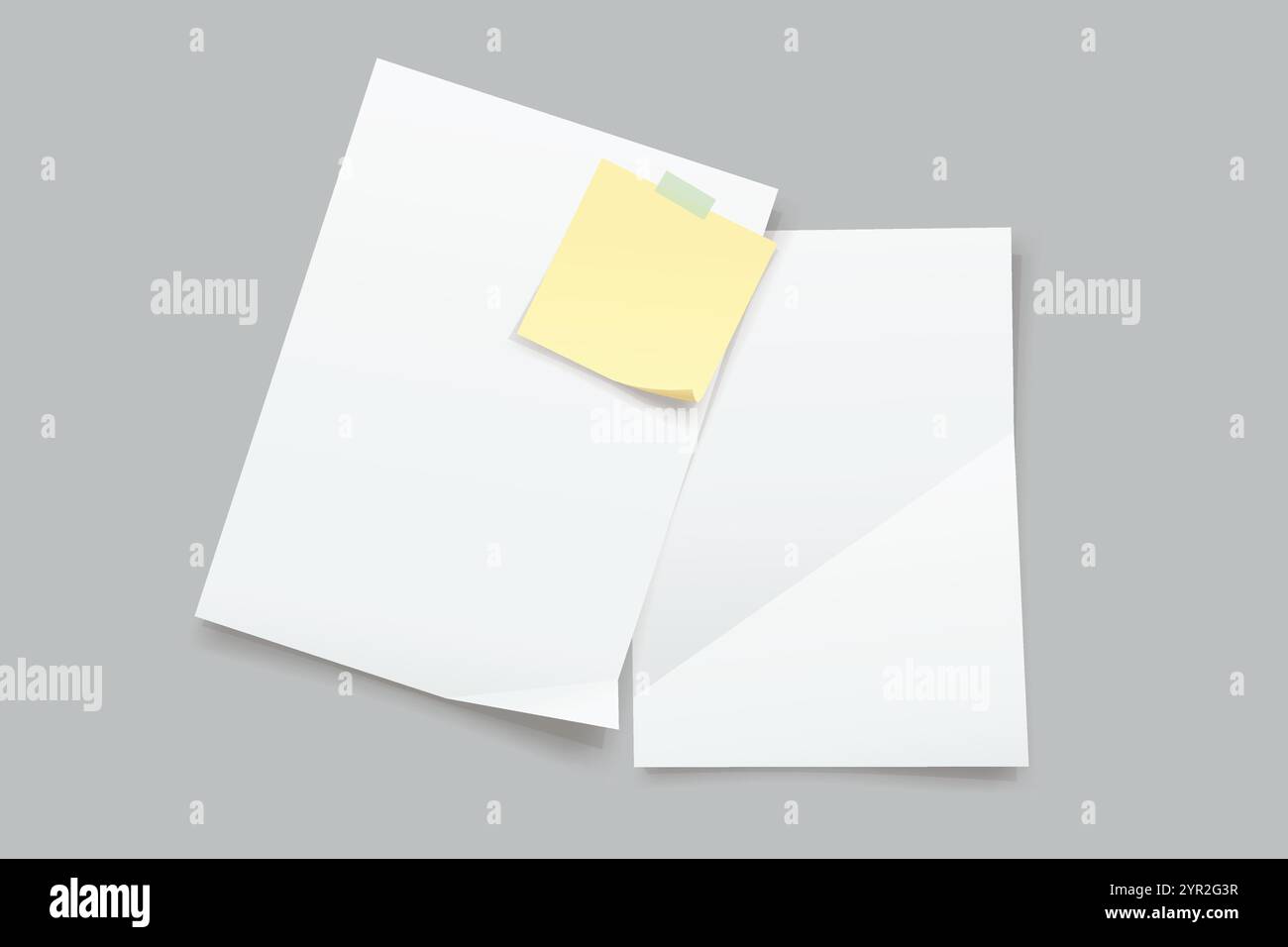 white papers with memo note top view Stock Vector Image & Art - Alamy