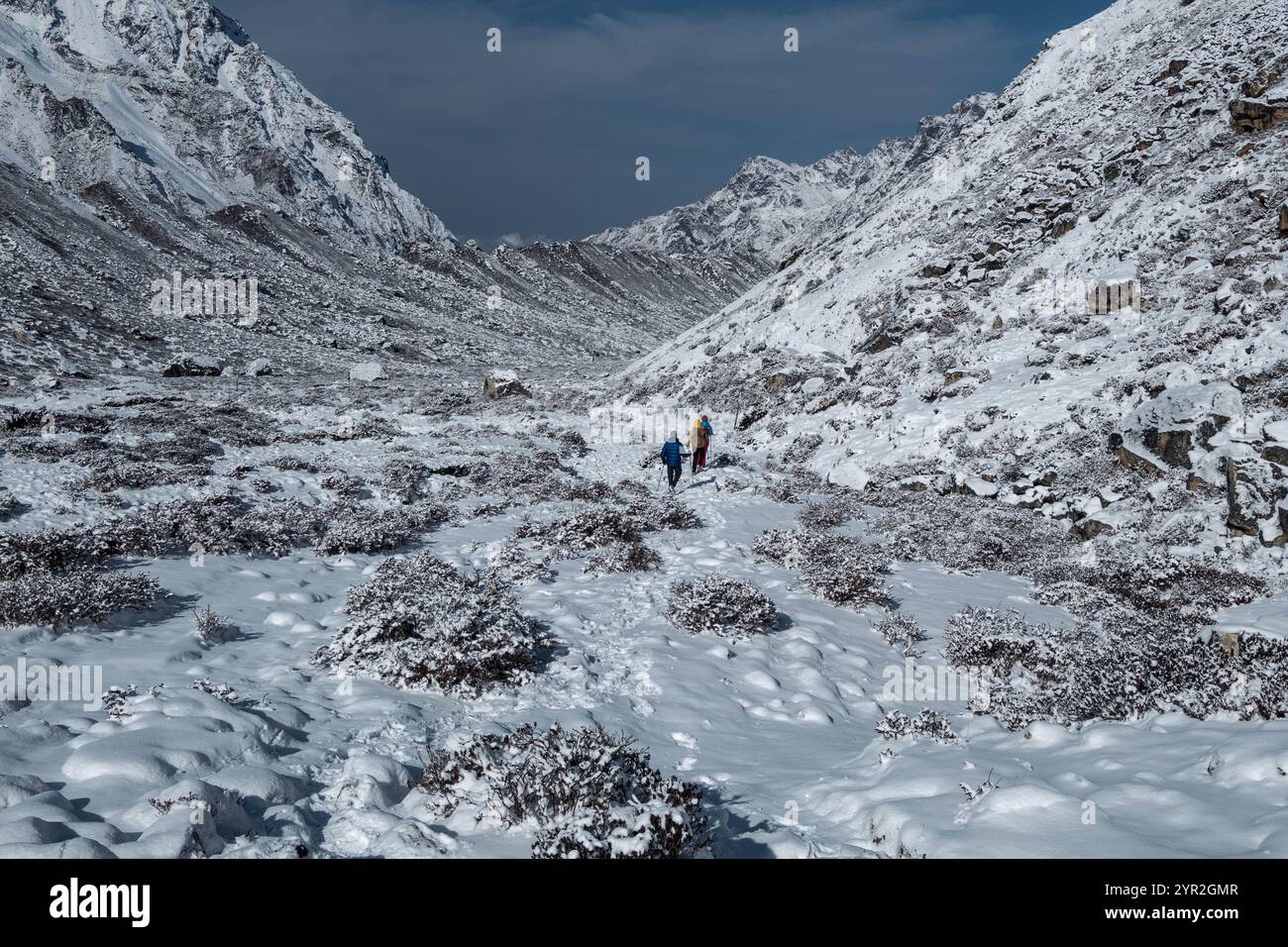 Trekkers en route to Okutang viewpoint, Kangchenjunga (Kanchenjunga ...