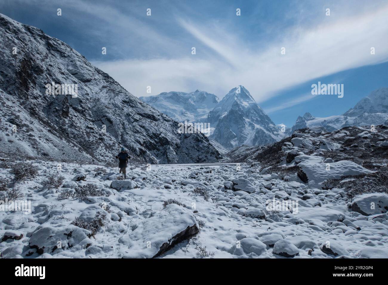 Trekkers en route to Okutang viewpoint, Kangchenjunga (Kanchenjunga ...