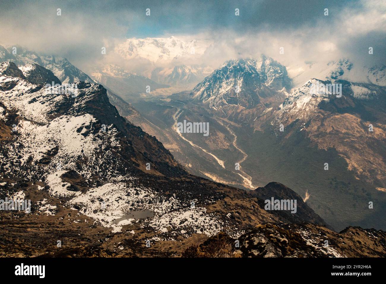 View of the route up to Kangchenjunga (Kanchenjunga) South Base Camp ...