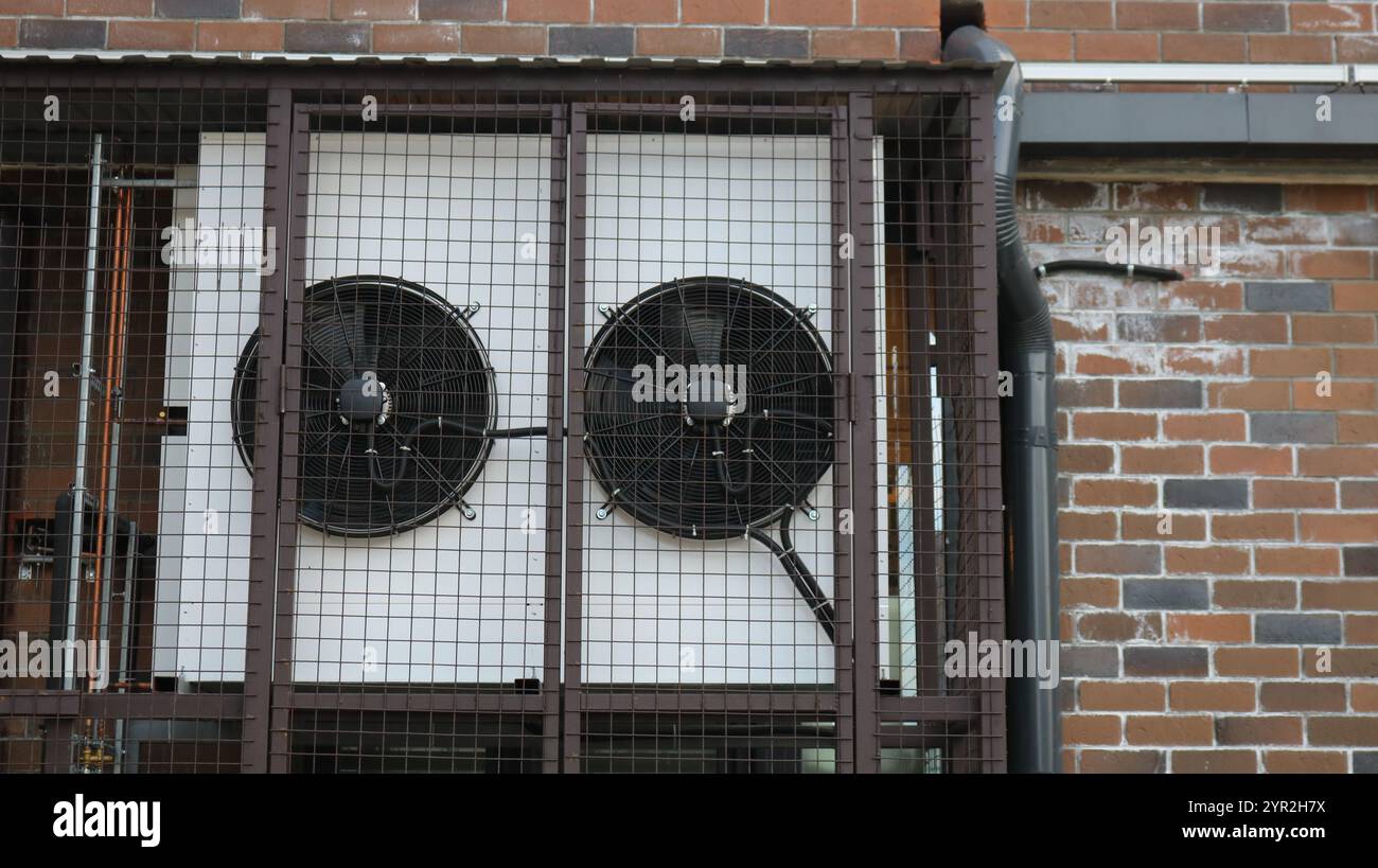 the outside of the industrial air conditioner in the enclosure on the ...