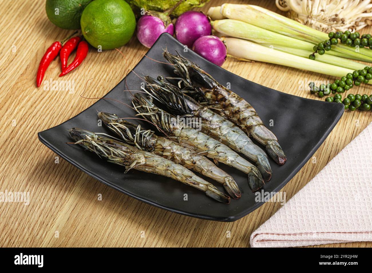 Fresh raw uncooked big tiger prawn Stock Photo - Alamy