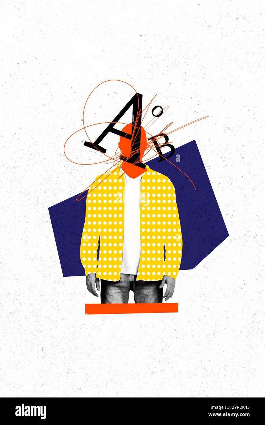 Composite trend artwork sketch image photo collage of caricature young ...