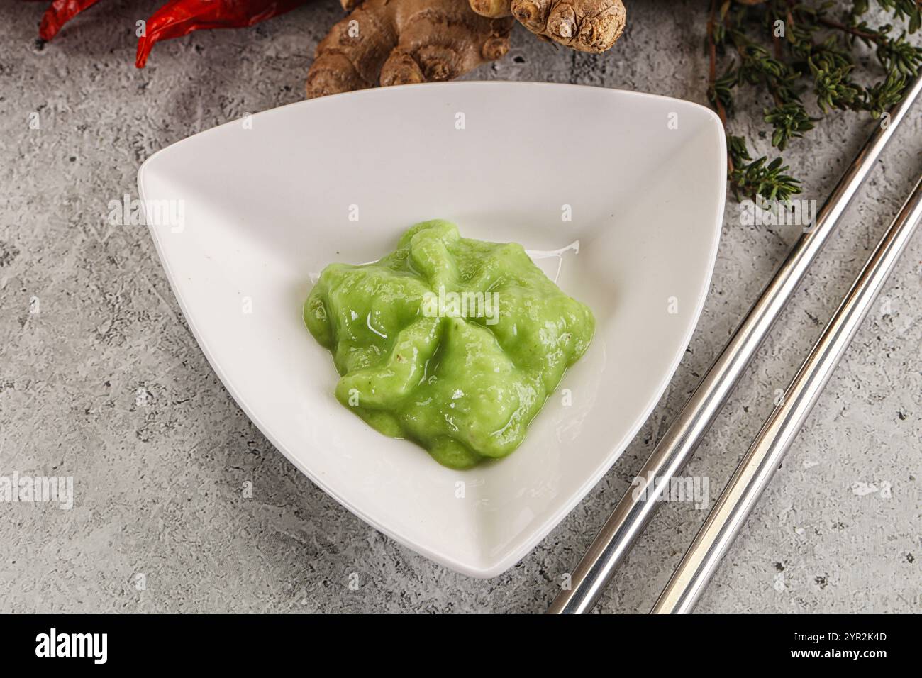 Green organic asian Wasabi spicy seasoning Stock Photo - Alamy