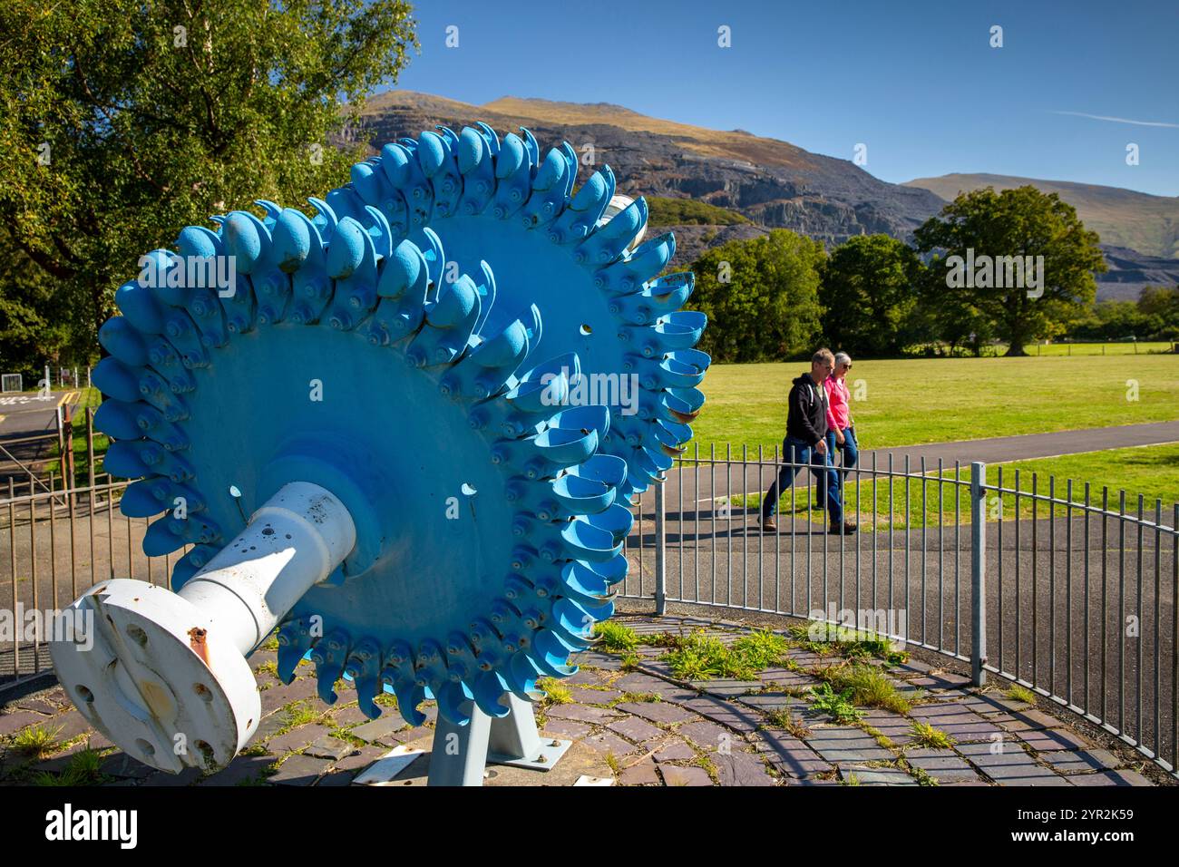 UK, Wales, Gwynedd, Snowdonia, Llanberis, 1906 Pelton wheel impulse ...
