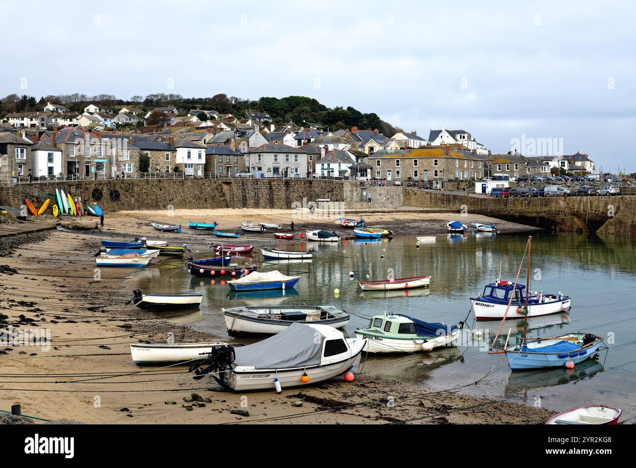 The old fishing village of Mousehole on an autumnal day Cornwall ...