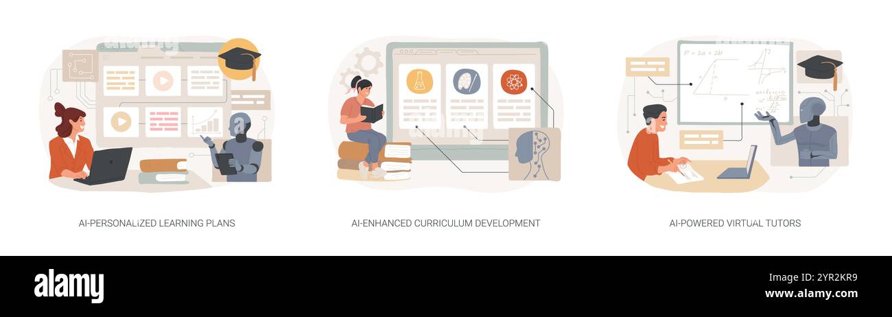 AI in Education abstract concept vector illustrations Stock Vector ...