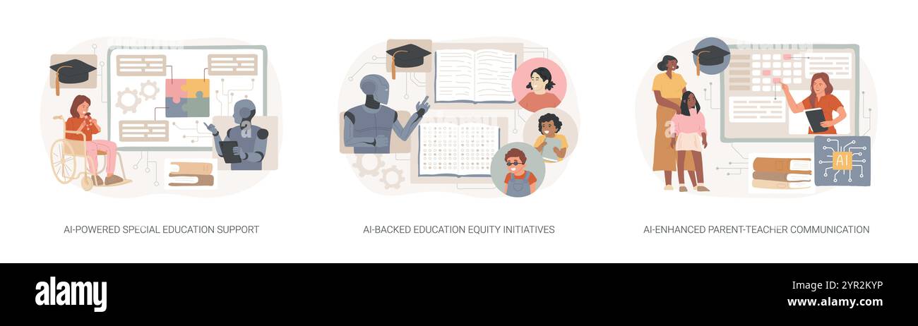 AI Technology in Education abstract concept vector illustrations Stock ...