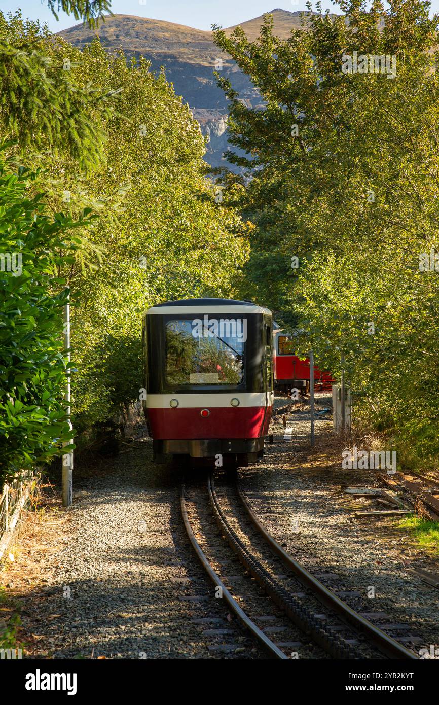 UK, Wales, Gwynedd, Snowdonia, Llanberis, Snowdon Mountain Railway ...