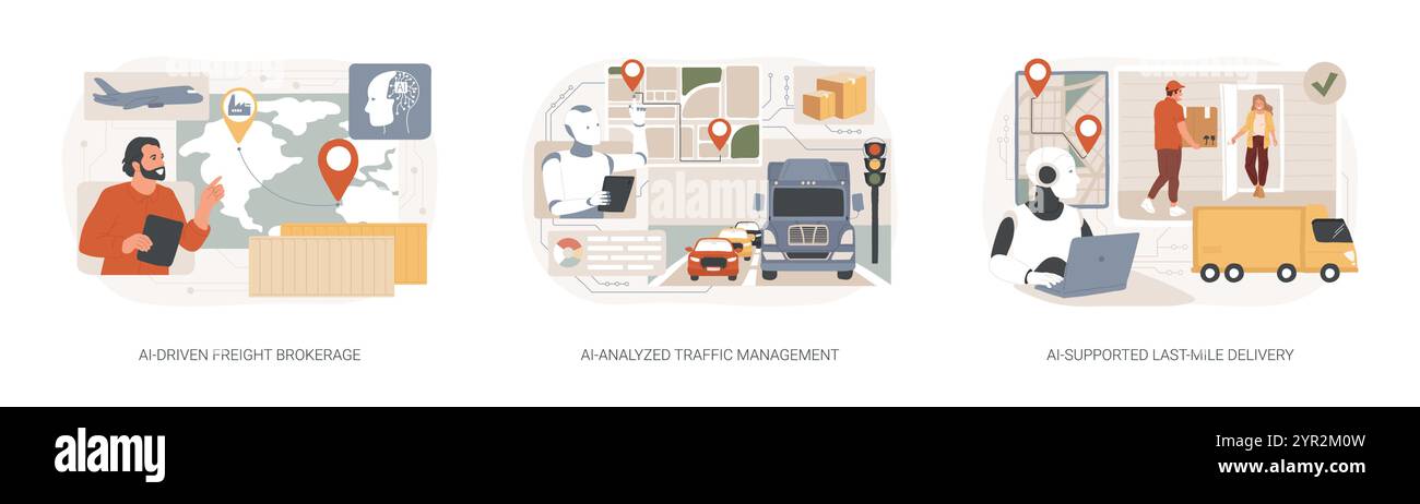 AI Technology in Logistics abstract concept vector illustrations Stock ...