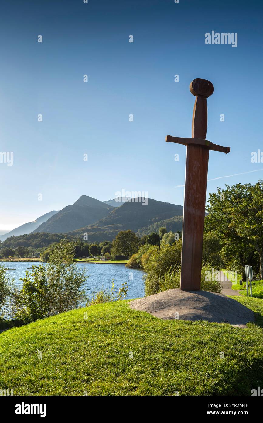 UK, Wales, Gwynedd, Snowdonia, Llanberis, Blade of the Giants sword ...