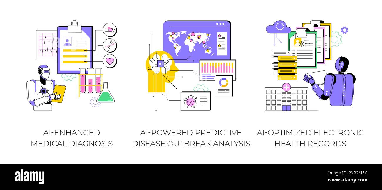 AI in Healthcare abstract concept vector illustrations Stock Vector ...