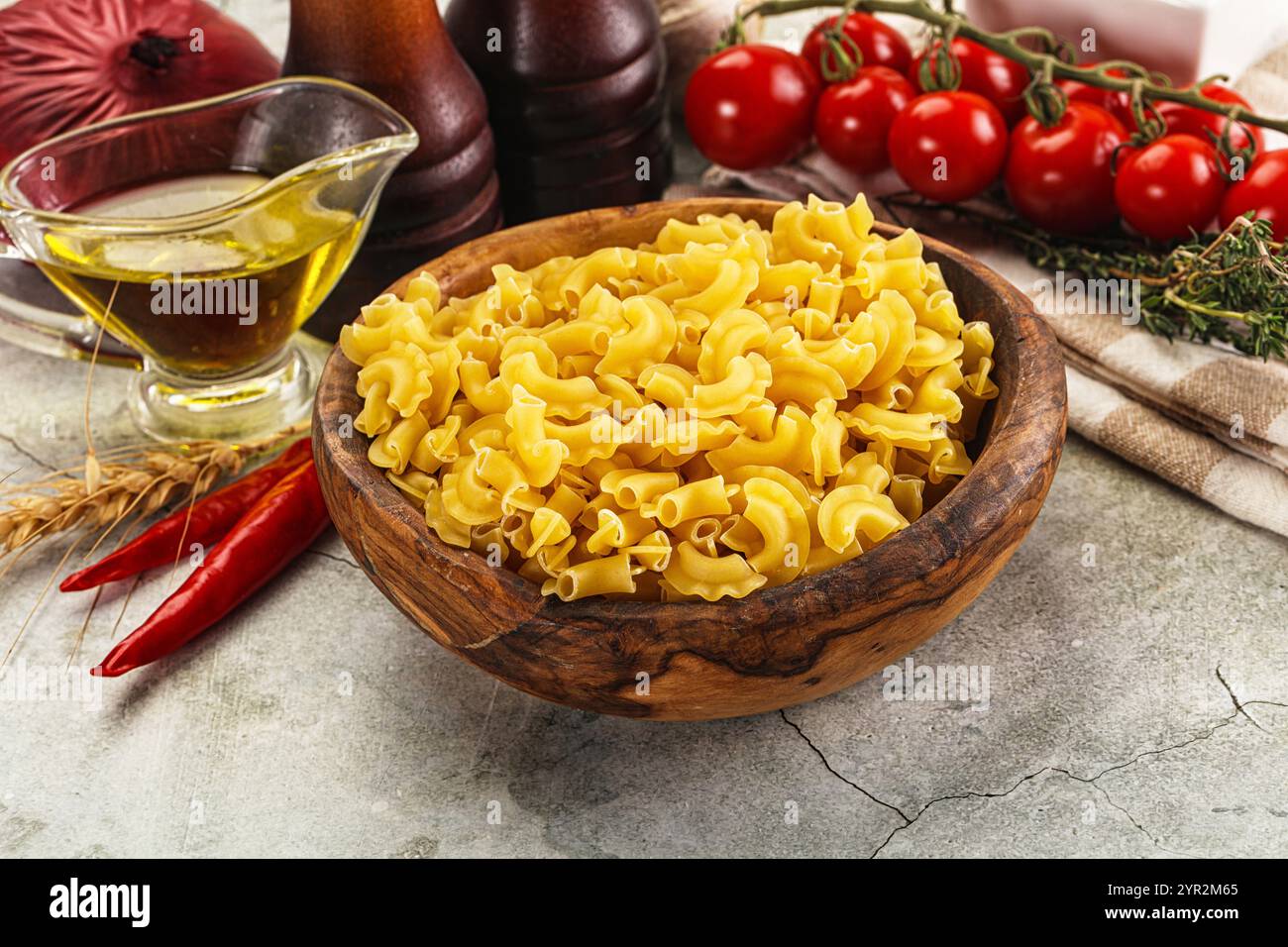 Raw dry Italian pasta Gallo for cooking Stock Photo - Alamy