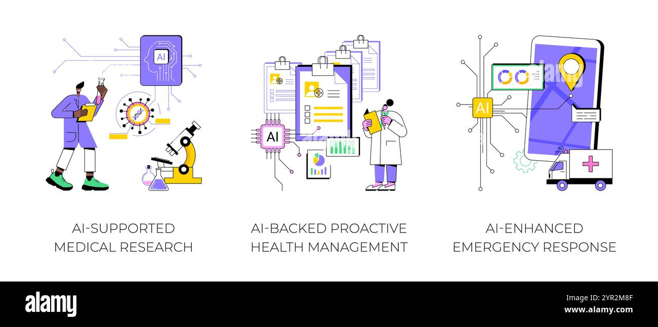 AI in Health Management abstract concept vector illustrations Stock ...