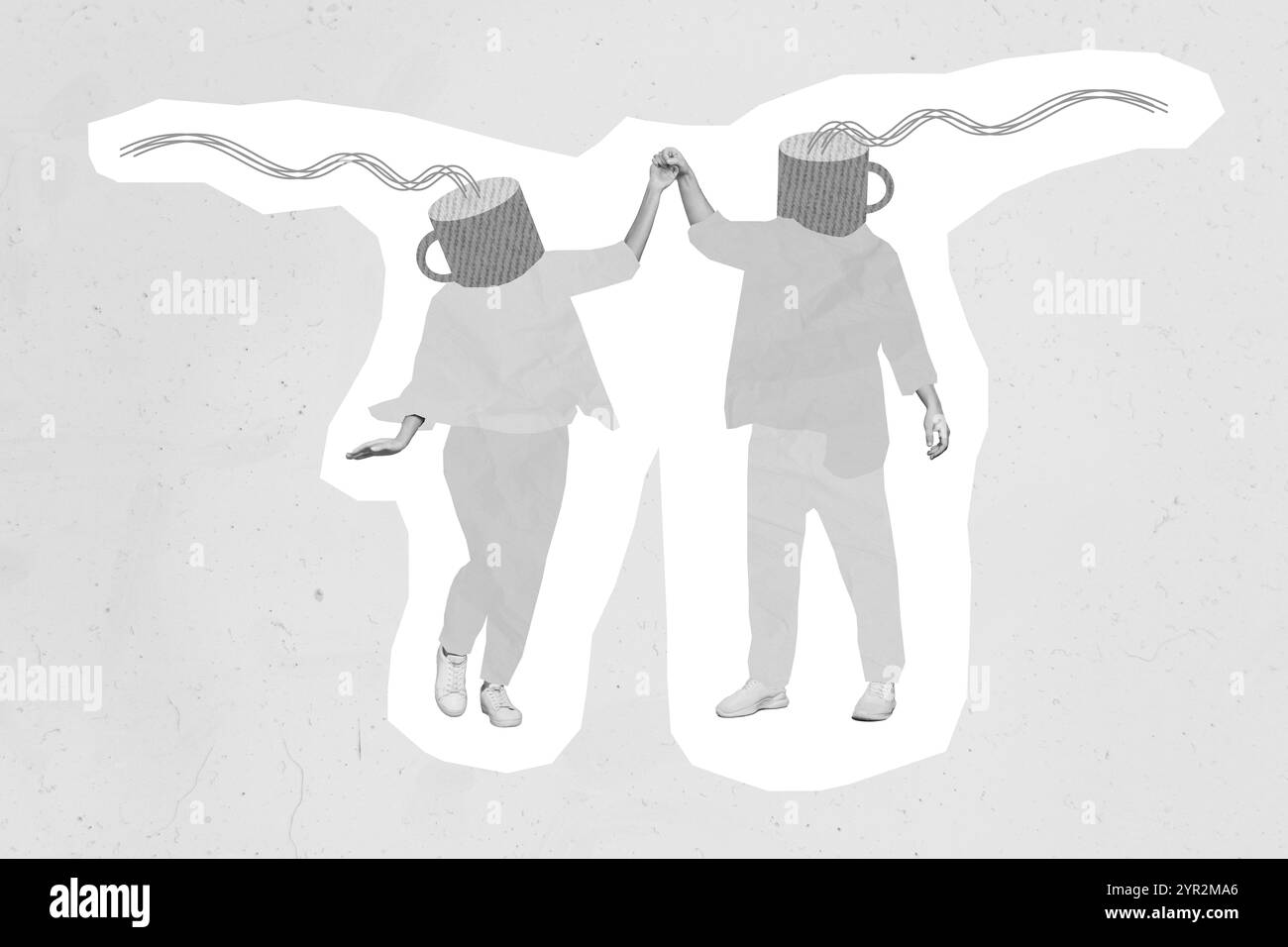 Collage photo banner invitation new cafeteria opening couple owners ...