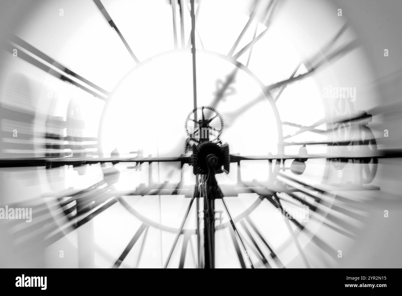 Long exposure photo of a clock's interior with a zoom effect Stock ...