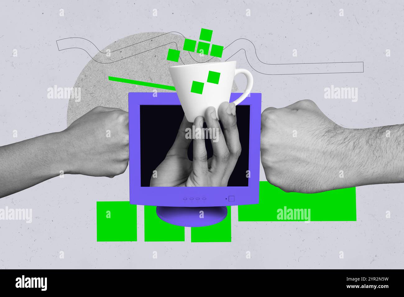 Composite trend artwork sketch image photo collage of anonymous hand ...