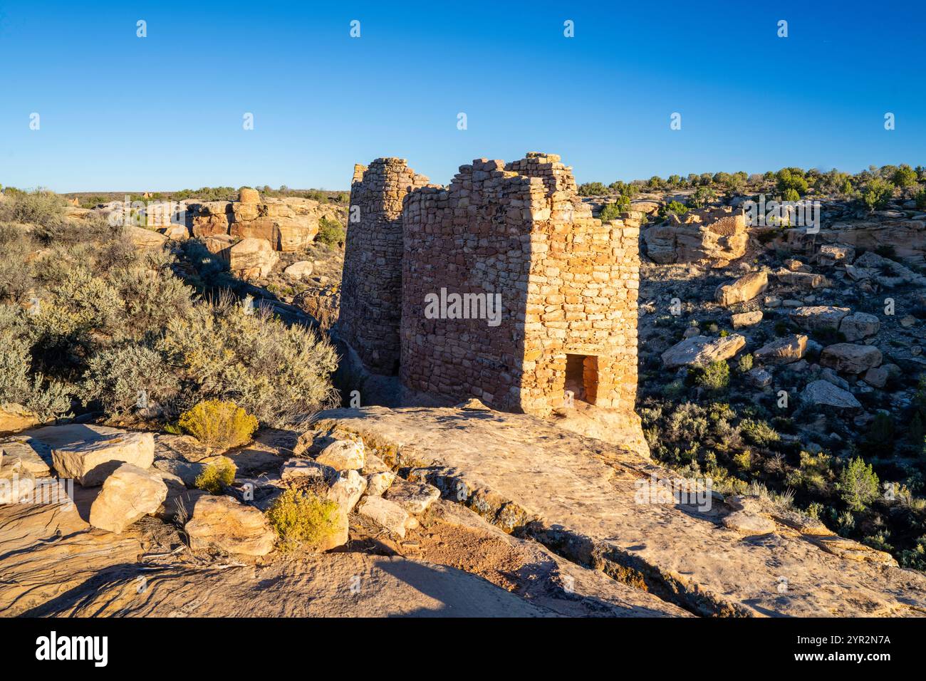 View of Twin Towers and Unit Type House at Hovenweep National Monument ...