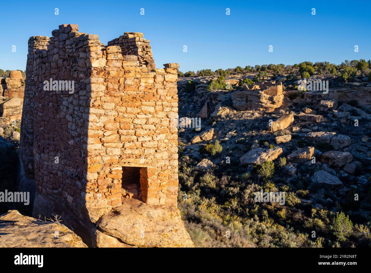View of Twin Towers and Unit Type House at Hovenweep National Monument ...