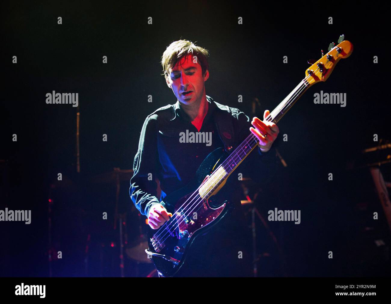 Bass player Jon 'Stan' White with 'Magazine' at Shepherds Bush Empire ...