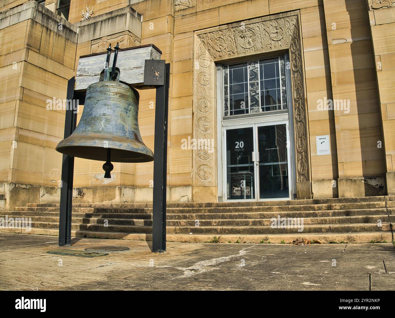 Replica Liberty Bell in front of the old municipal building in Hamilton ...