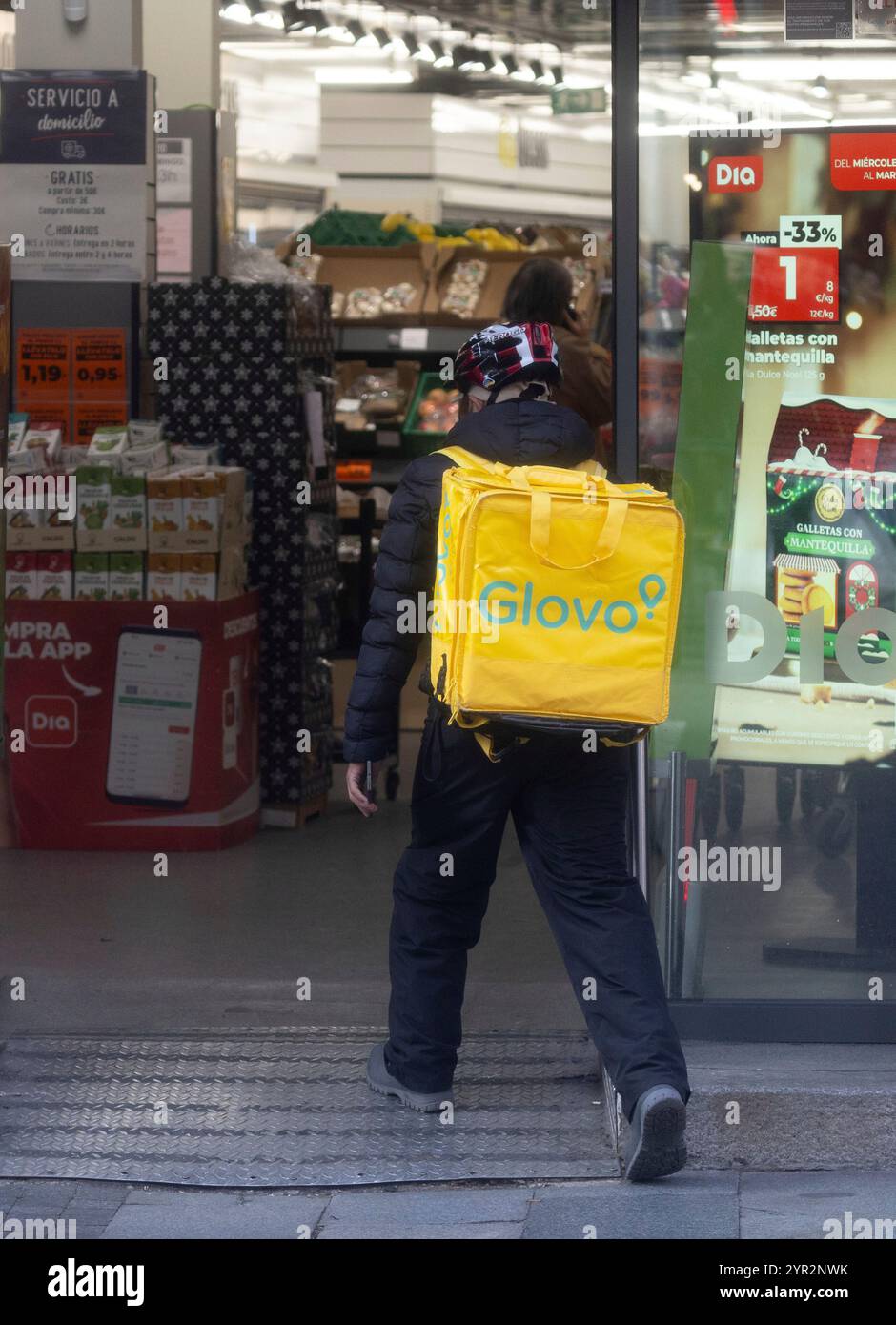 A Glovo delivery driver on December 2, 2024, in Madrid (Spain). Spanish ...