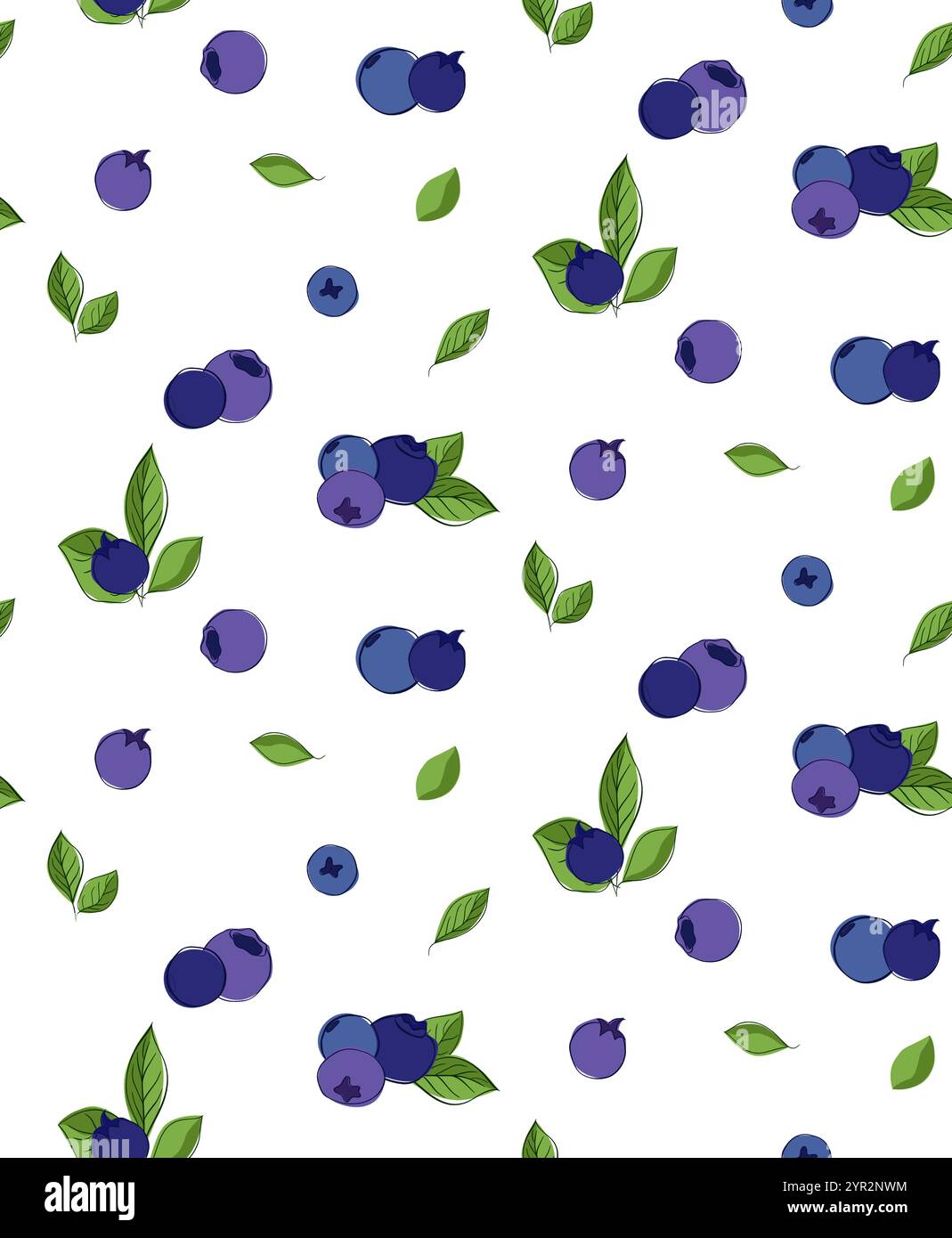 Seamless vector pattern of blueberries and leaves on transparent ...