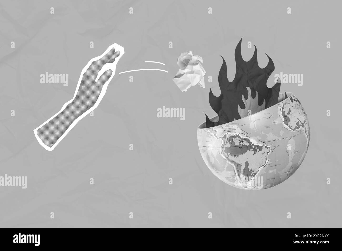 Collage photo concept of environmental problems global earth human hand ...