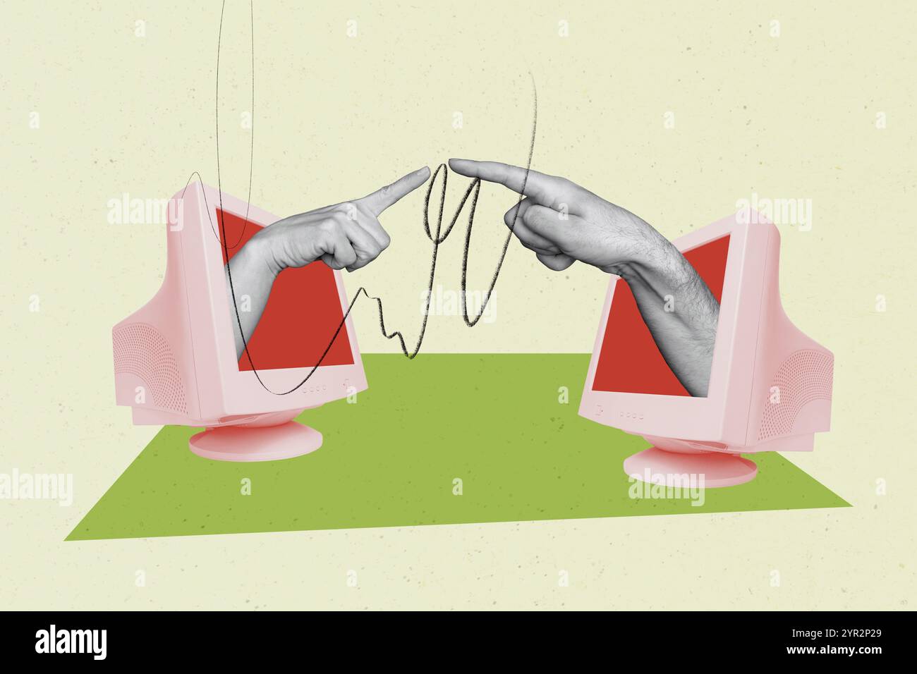 Photo cartoon comics sketch collage of two fingers index point each ...