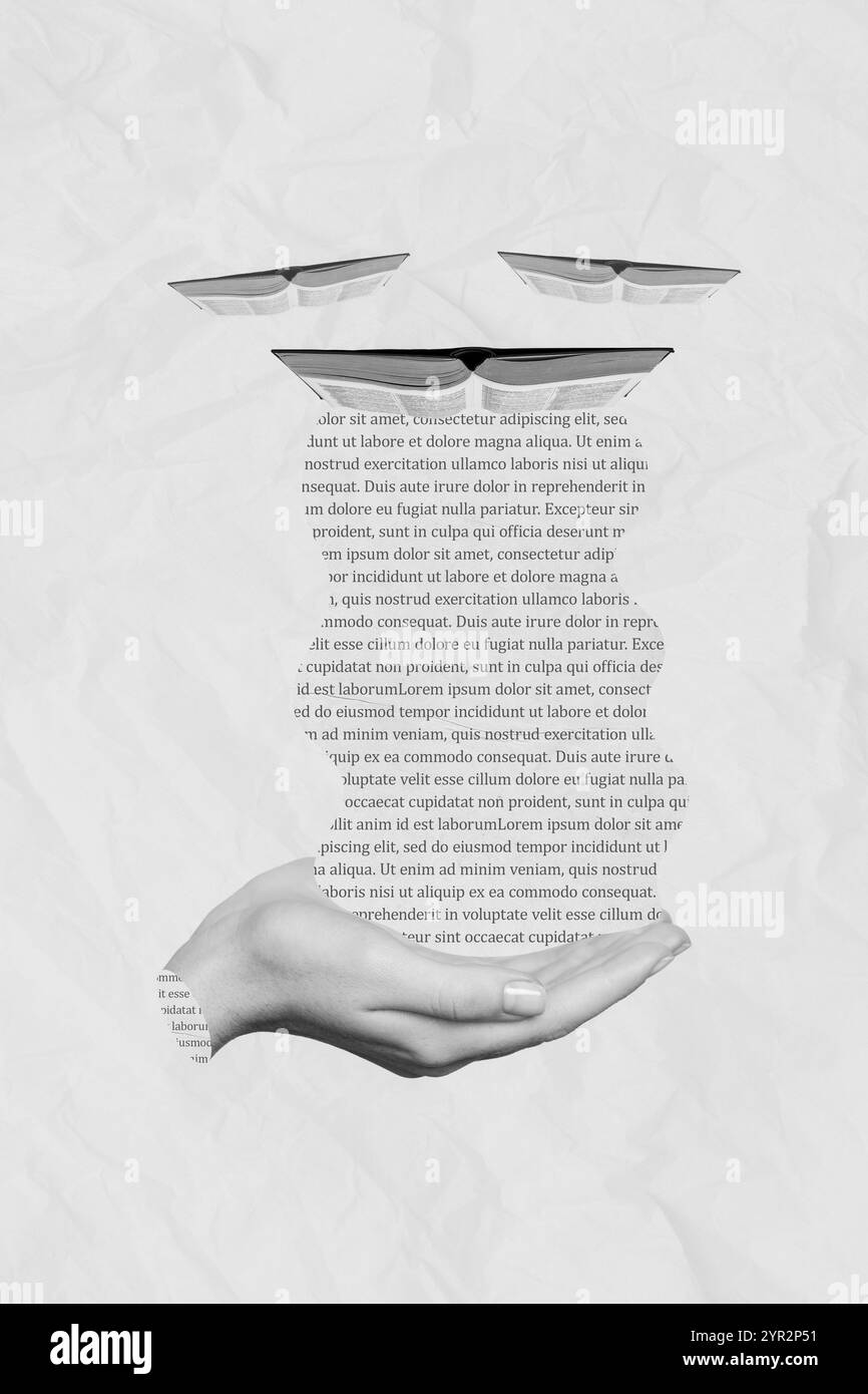 Creative abstract collage template graphics image of arms catching ...