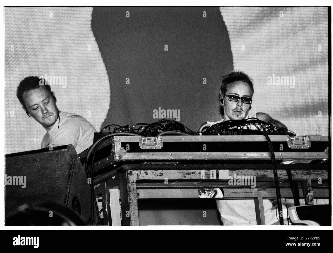 BASEMENT JAXX, HOMELANDS FESTIVAL, 2002: Felix Buxton (in glasses) and ...