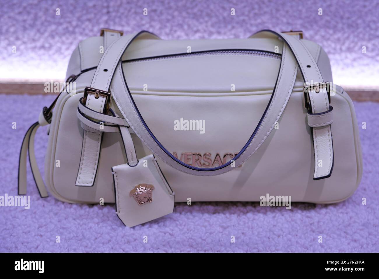 VERSACE BAG FOR WOMAN ON DISPLAY INSIDE THE FASHION STORE Stock Photo ...