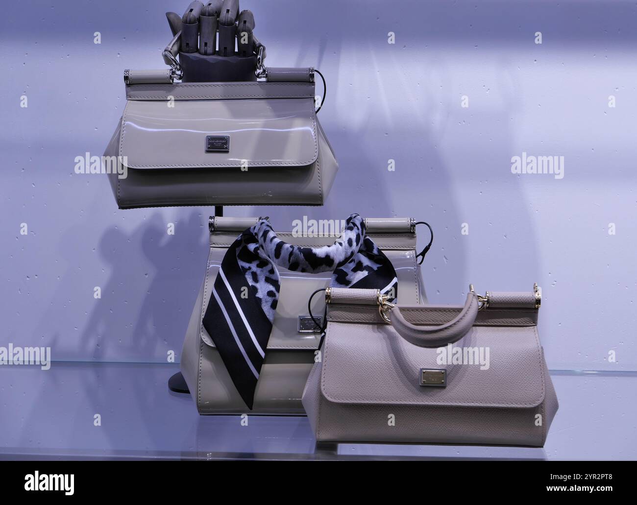 VERSACE BAGS FOR WOMAN ON DISPLAY INSIDE THE FASHION STORE Stock Photo ...