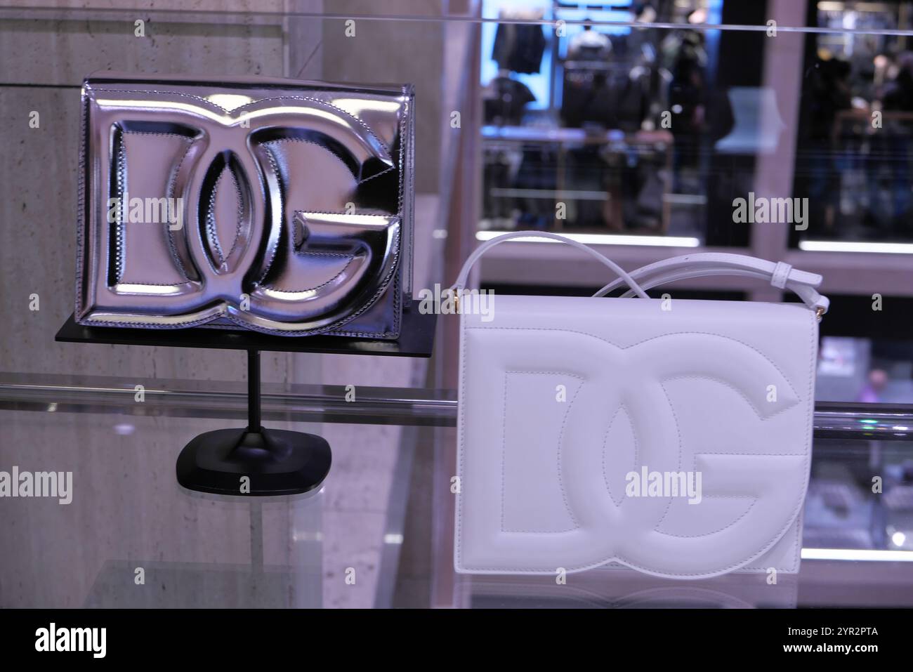 VERSACE BAGS FOR WOMAN ON DISPLAY INSIDE THE FASHION STORE Stock Photo ...