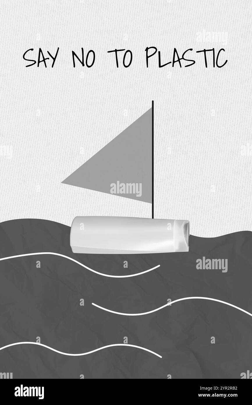 Collage picture concept world ocean polluted plastic waste trash ...