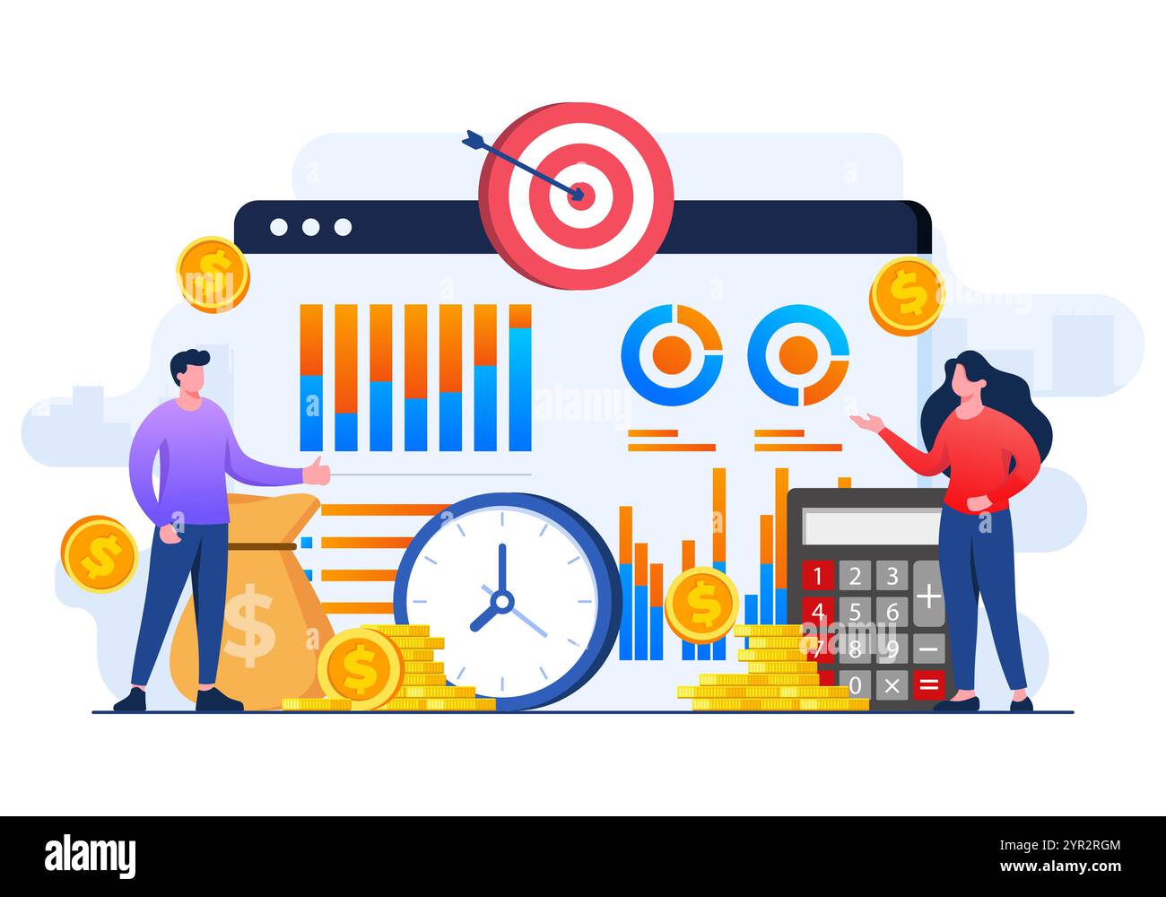 Business budget plan flat illustration vector concept, Financial report, Budget management ...