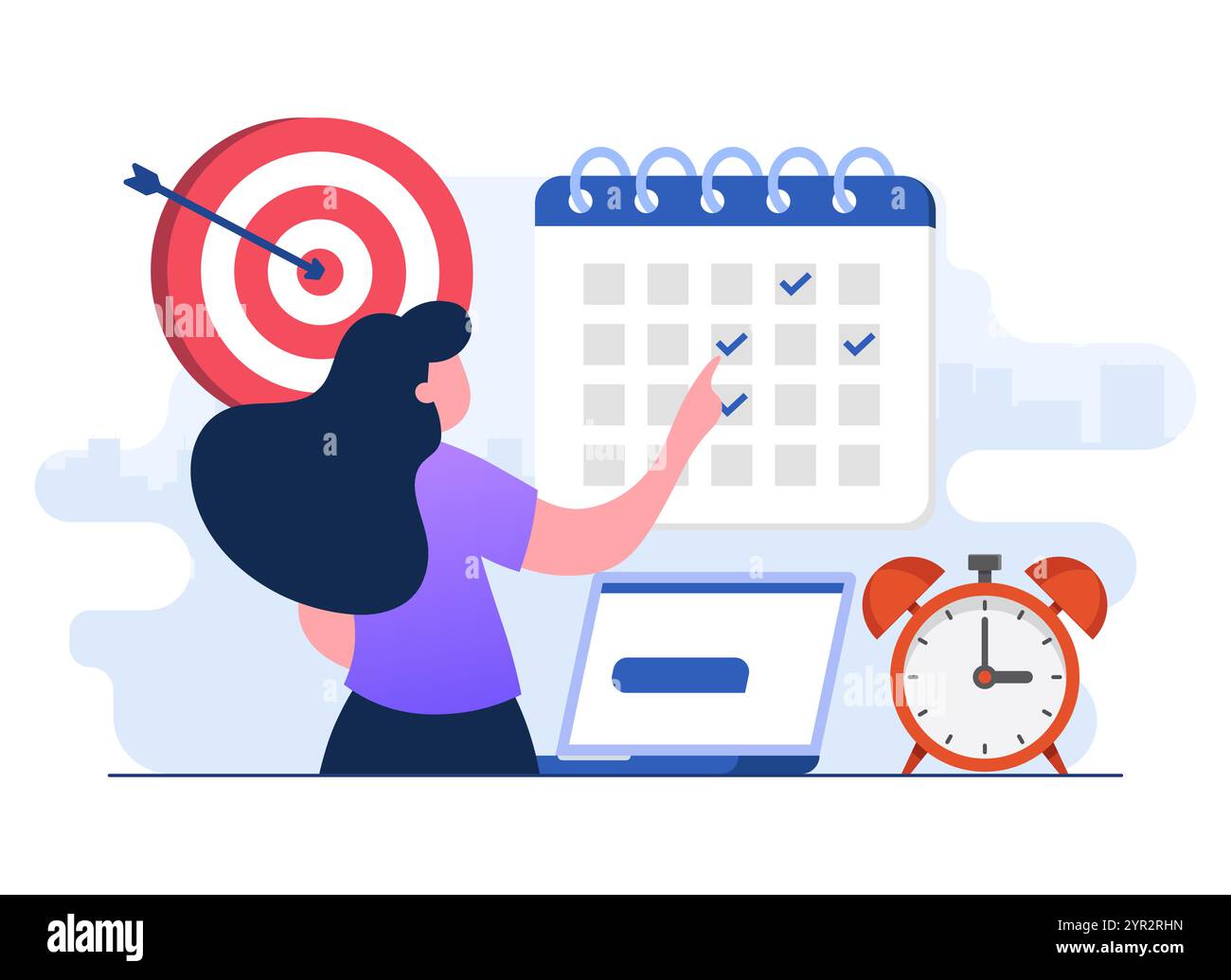 Effective time management flat illustration vector concept, Female ... Effective time management flat illustration vector concept, Female ...
