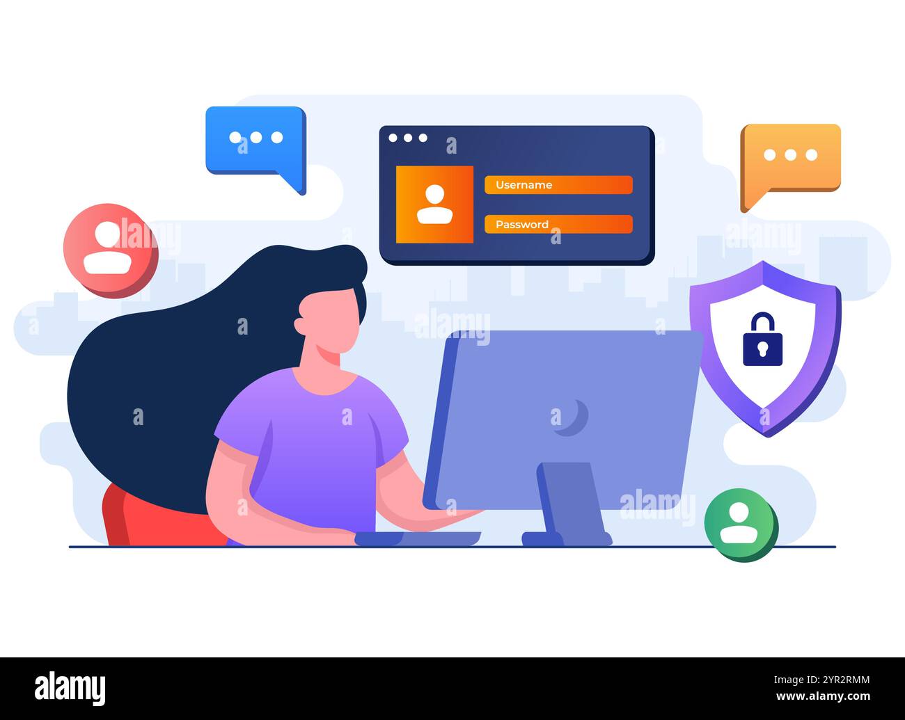 Data privacy protection woman Stock Vector Images - Alamy