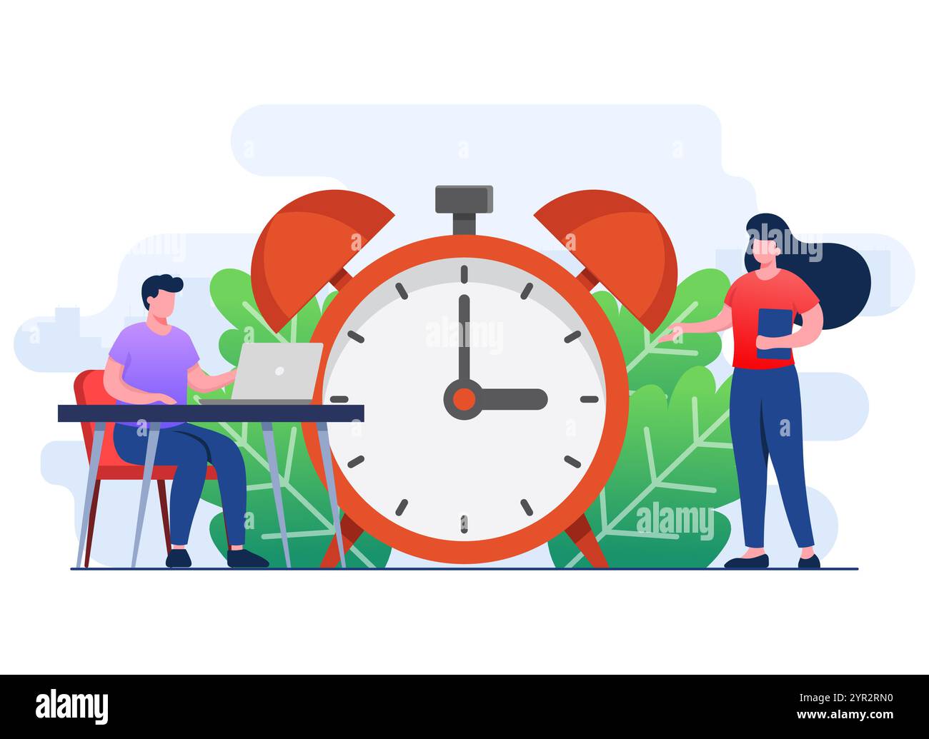 people successfully complete work tasks before deadline flat illustration concept, Schedule time ...