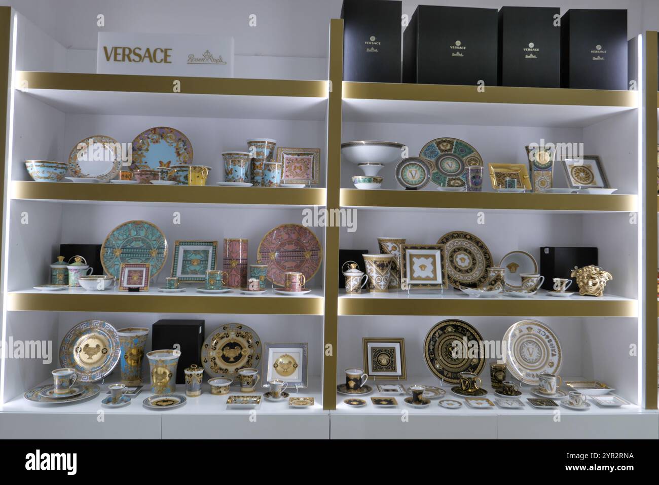 VERSACE PORCELAIN COLLECTIBLE PLATES FOR HOME ON DISPLAY INSIDE THE ...