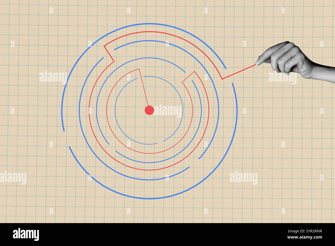 Composite photo collage of hand show target development growth success ...
