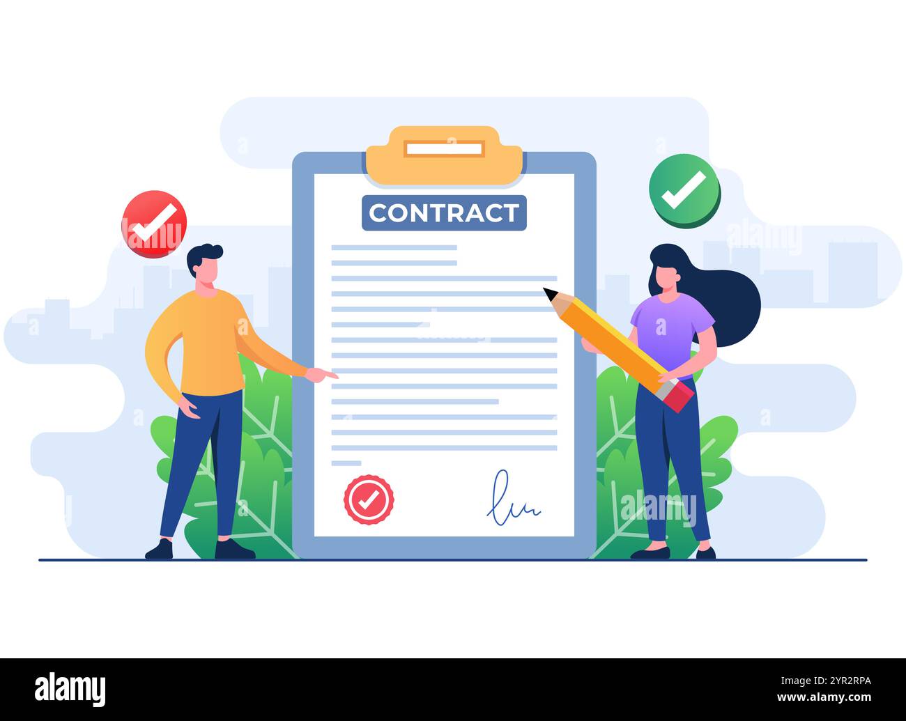 Signed paper deal contract flat illustration vector banner, Business ...