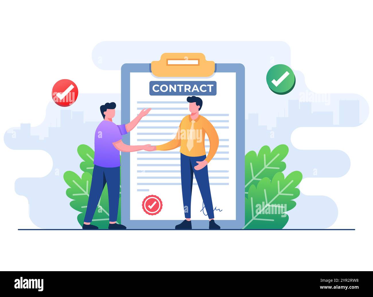 Business people shaking hands over contract, Signed paper deal contract ...