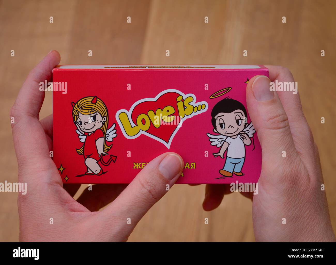 Tambov, Russian Federation - November 18, 2023 Red box with Love Is ...