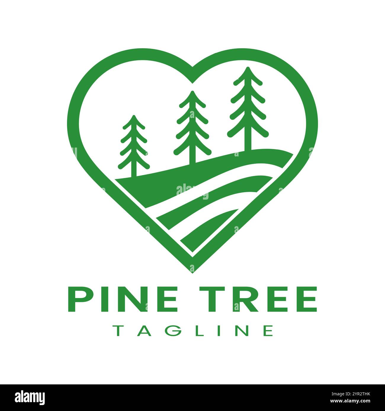 Pine Tree Logo Design with Heart Shape Love for Healthy Living Template ...