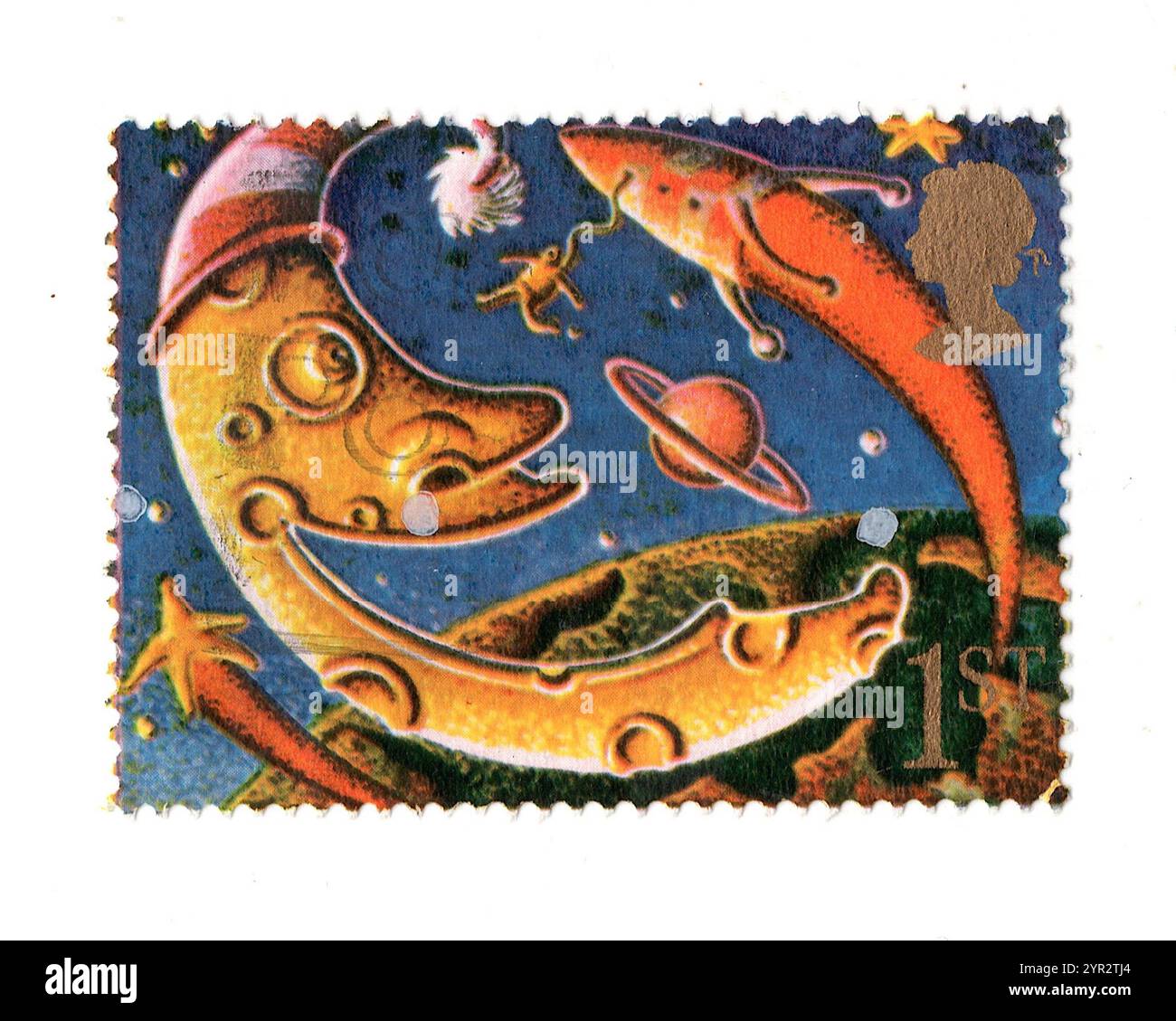 A vintage postage stamp from Great Britain featuring The Man in the ...