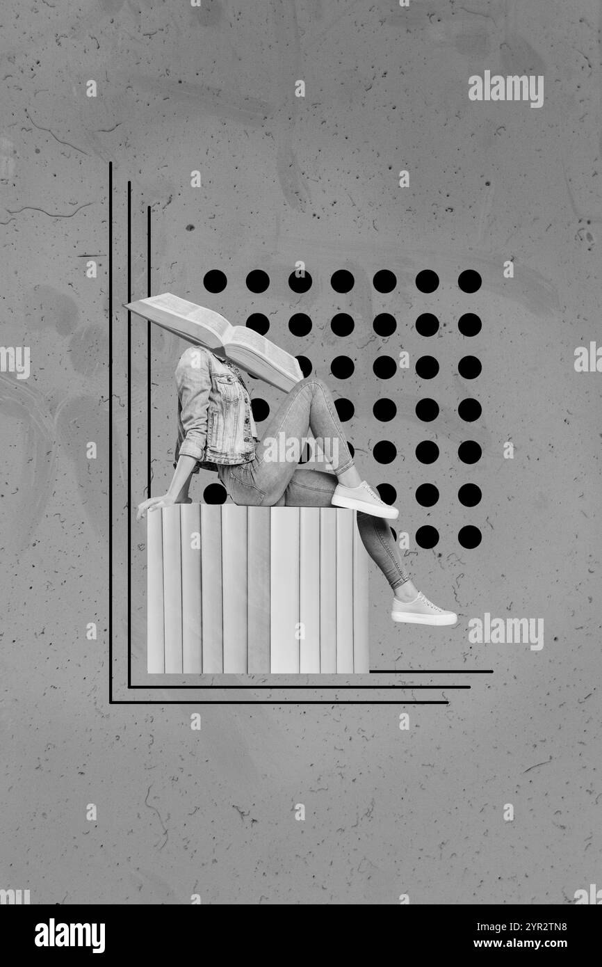 Exclusive magazine picture sketch collage image of lady open book ...