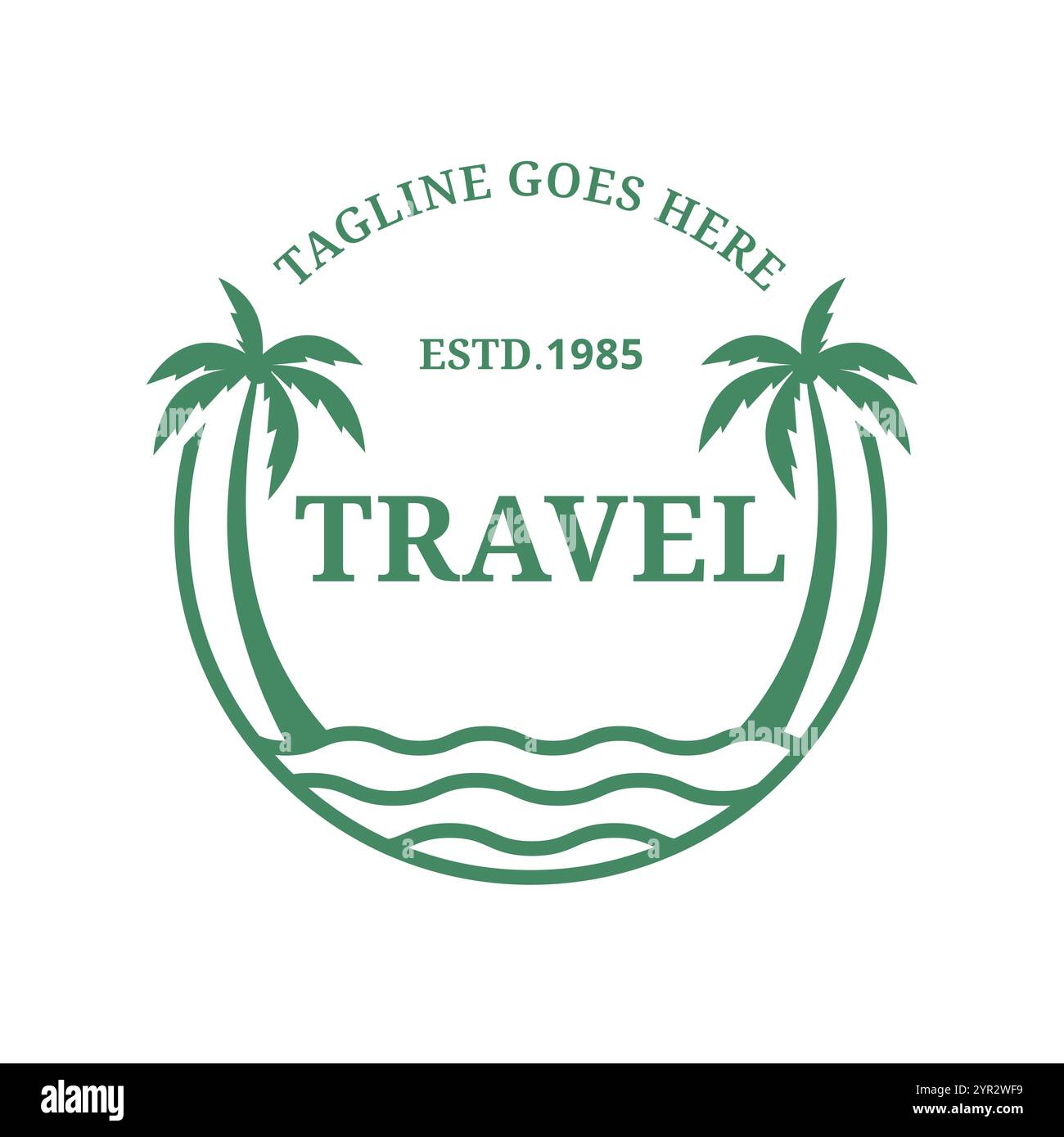 Creative Abstract Wave Palm Tree Design with unique emblem style ...