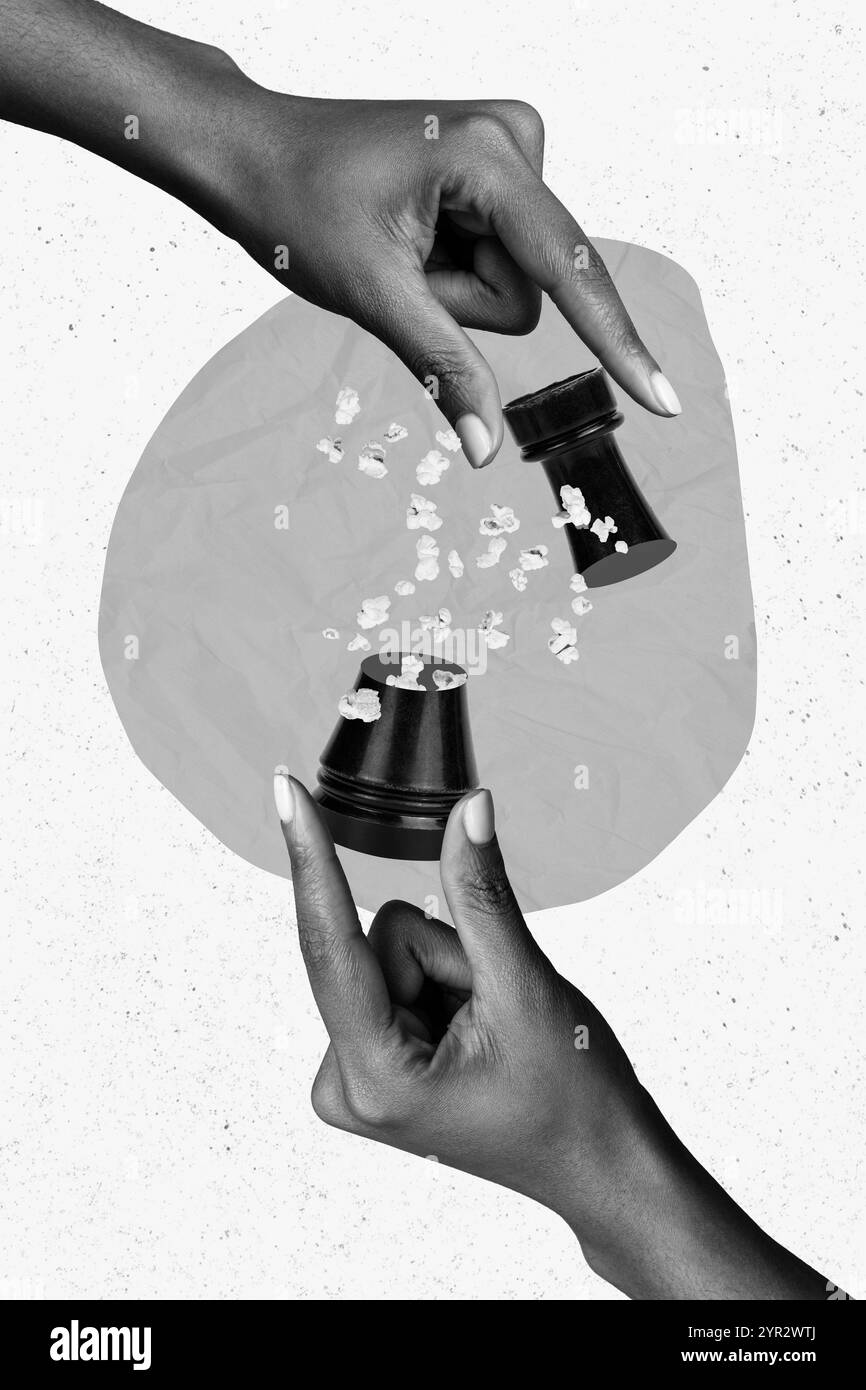 Creative photo 3d collage artwork poster postcard of people preparing ...