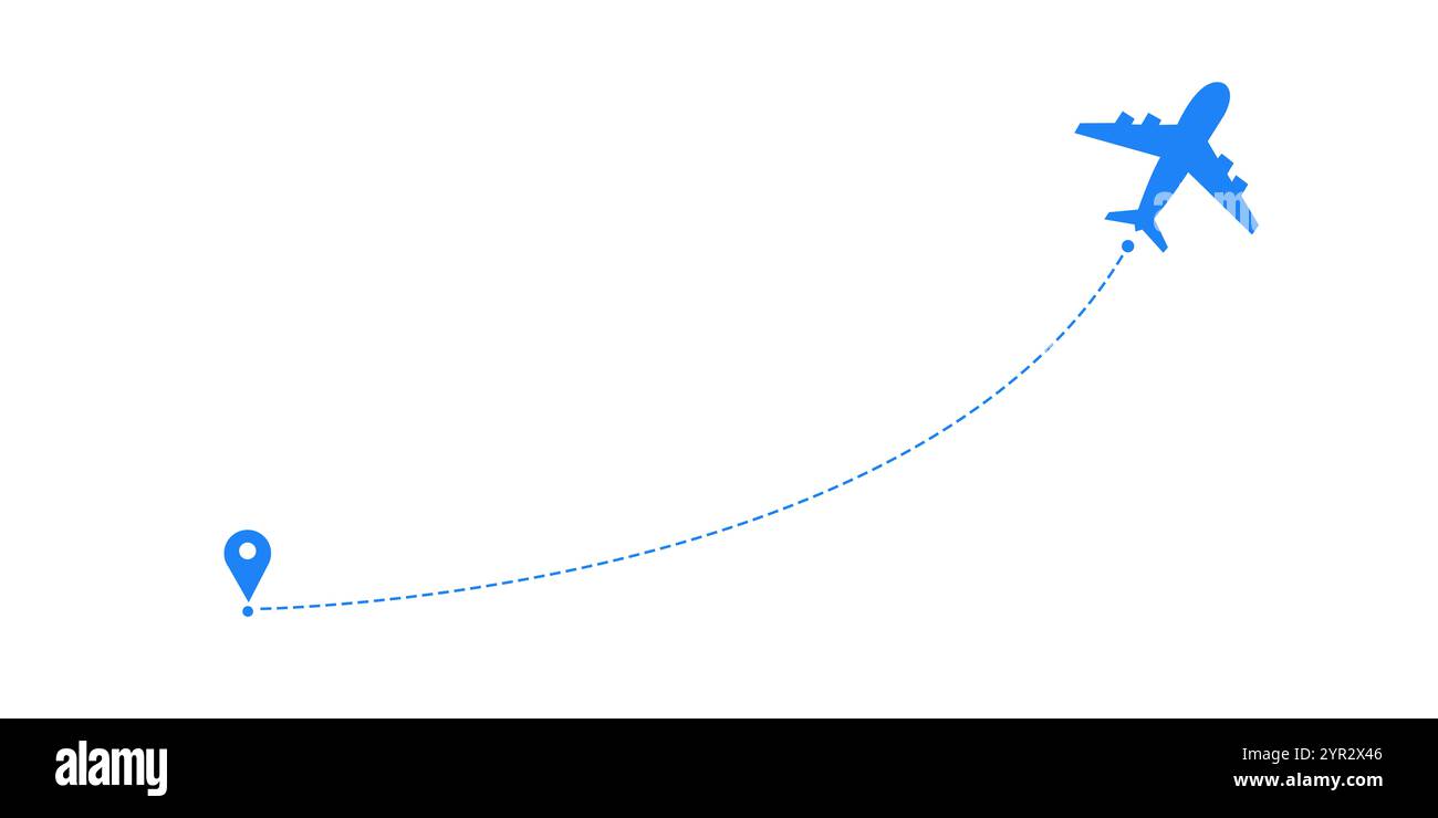 Airplane routes blue, Travel icon, Travel from start point and dotted ...